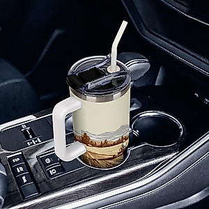 40 Oz Farmer with Bales Insulated Stainless Steel Tumbler with Handle & Straw Lid, Reusable Travel Cupholder Friendly Mug for Coffee, Water, Tea