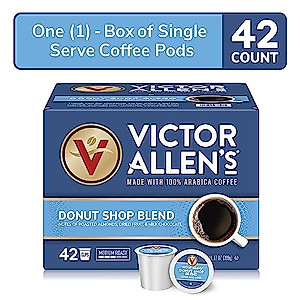 Victor Allen's Coffee Donut Shop Blend, Medium Roast, 42 Count, Single Serve Coffee Pods for Keurig K-Cup Brewers