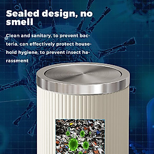 YOJIA 15L/4Gal Creative Leather Shake Lid Garbage Can,Swing Lid Trash Can Sliver,White Waste Basket for Bathroom, Living Room,Bedroom,Office,Hotel,Rest Room,Dorm,RV(15L Elegant White)