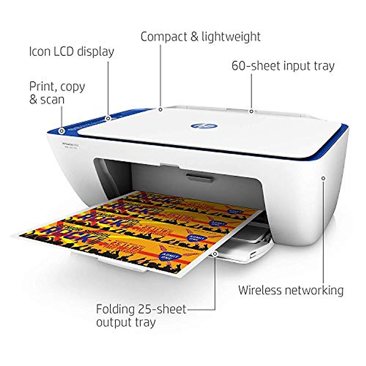 HP DeskJet 2622 All-in-One Compact Printer, Works with Alexa - White (V1N07A)