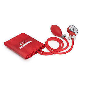 Primacare DS-9181-RD Professional Aneroid Sphygmomanometer and Sprague Rappaport Stethoscope, Manual Blood Pressure Kit with Cuff and Carrying Case, Red