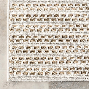 nuLOOM 4' x 6' Plush Indoor/Outdoor Area Rug, UV-Resistant, Long Loop Construction, Oeko-TEX Certified, Paito, Balcony, Jaylani Neutral