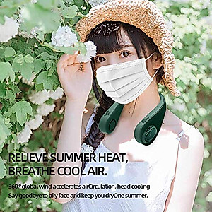 Kesntto Cooling Hanging Neck Fan, Portable Operated Wearable Personal Fan, Free Adjustment USB Rechargeable Neck Fan, Hands Free Bladeless Neck Fan - 3 Wind Speed, White