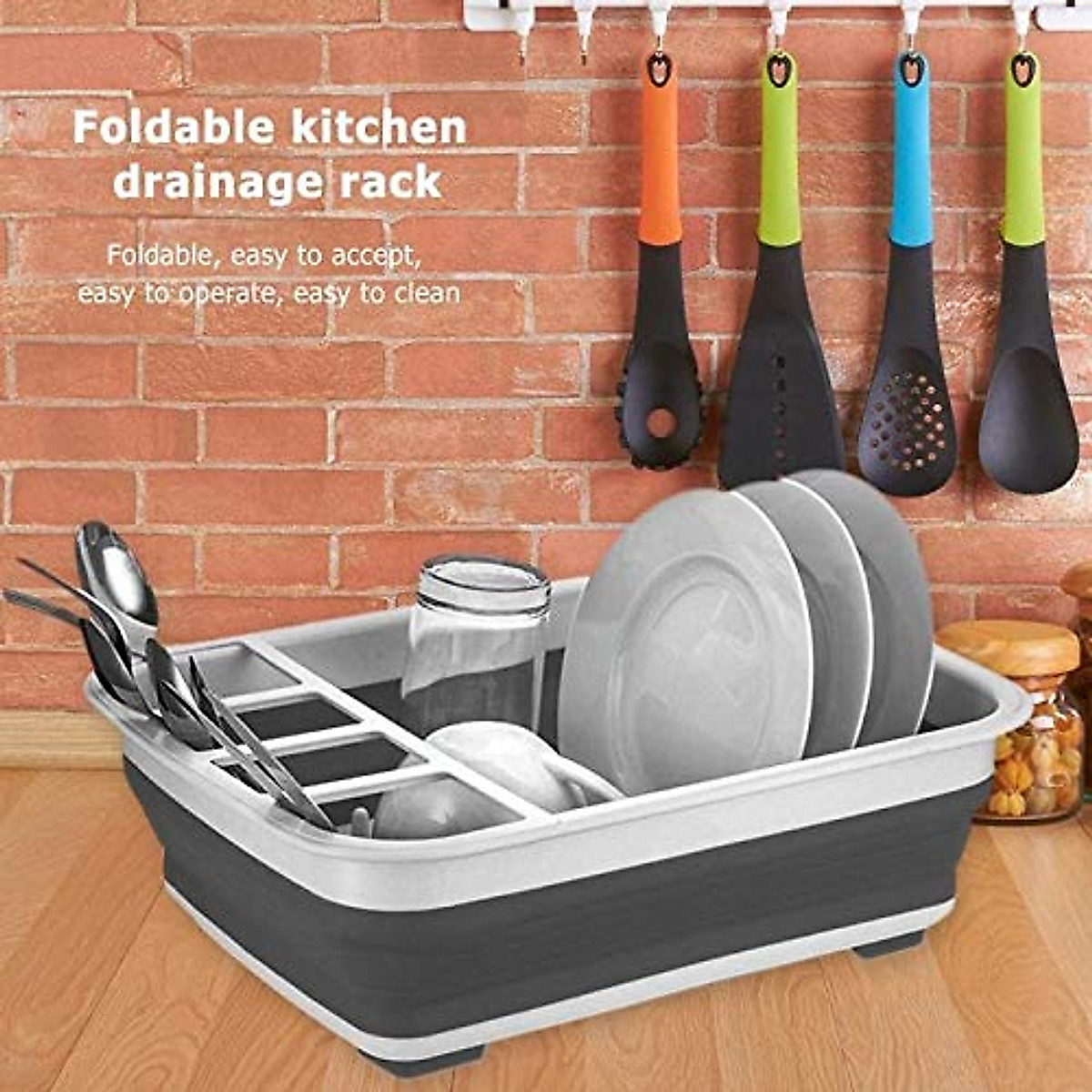 STRAW New Foldable Dish Rack Kitchen Storage Holder Drainer Bowl Tableware Plate Portable Drying Rack Home Shelf Dinnerware Organizer (Color : A)