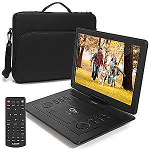 17.9" Portable DVD Player with 15.6" Large HD Screen,Support AV-in/Out and Multiple Disc Formats ,High Volume Speaker,with Extra Carrying Bag,Black……