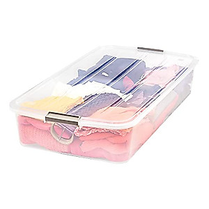 IRIS USA Underbed Buckle-Up Box 50 Quart Plastic Storage Container, Clear (2 Pack)