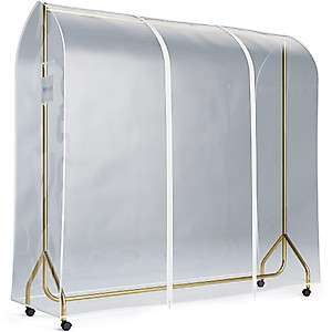 HANGERWORLD 6ft Clothes Garment Rack Cover for Open Closet Clear Showerproof COVER ONLY (72"x24")