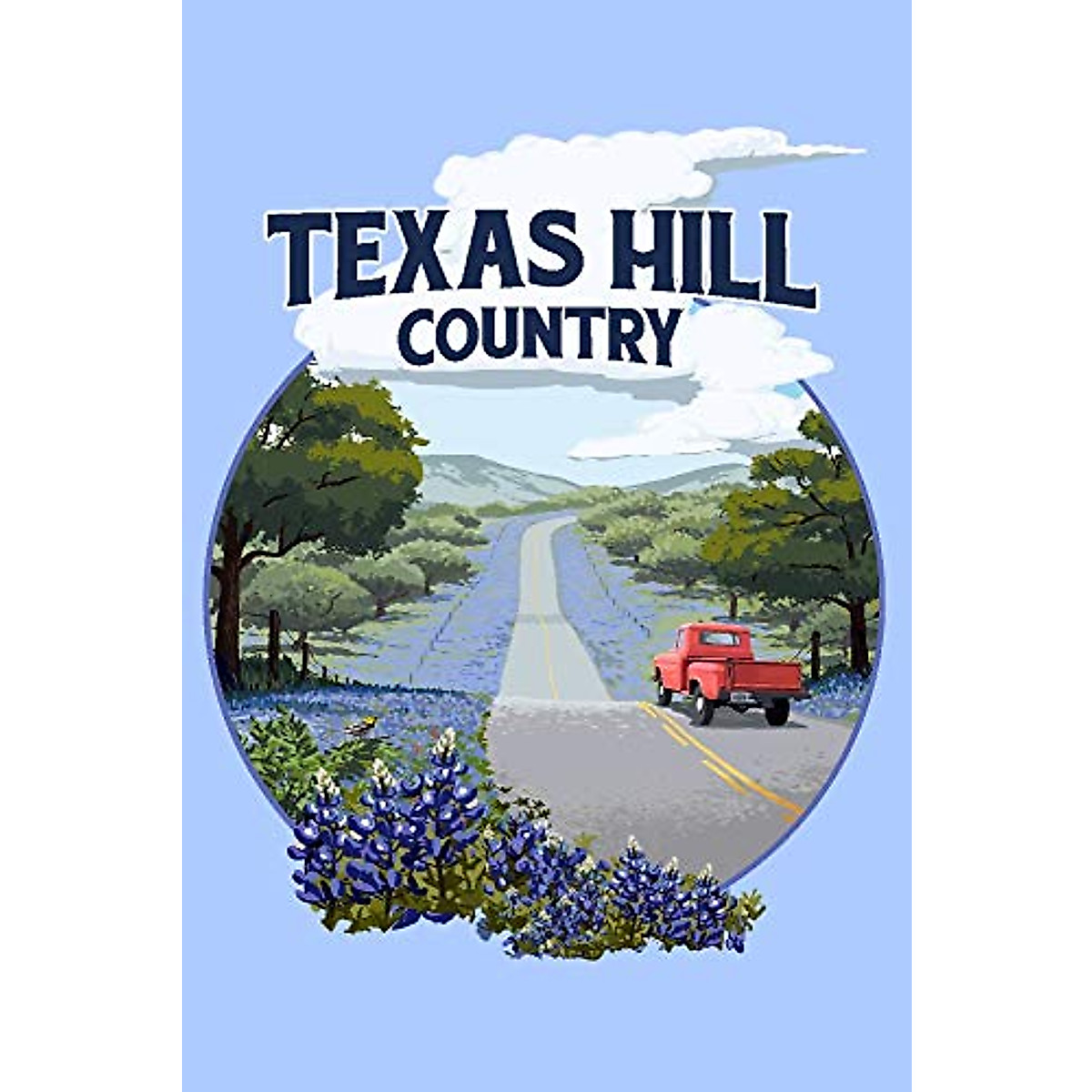 Texas Hill Country, Texas, Bluebonnets and Highway, Contour (Canvas Deluxe Tote Bag, Faux Leather Handles & Zip Pocket)