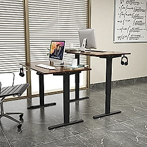 Tangkula Electric Dual Motor Standing Desk, 48 x 30 Inch Height Adjustable Sit Stand Computer Workstation w/ 3 Position Memory Controller, Anti-Collision Design, 1" Thick Tabletop, Home Office Desk