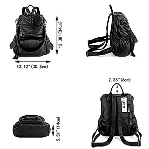 UTO Women Backpack Purse Leather Vegan Ladies Fashion Designer Rucksack Convertible Travel Shoulder Bag with Tassel Black