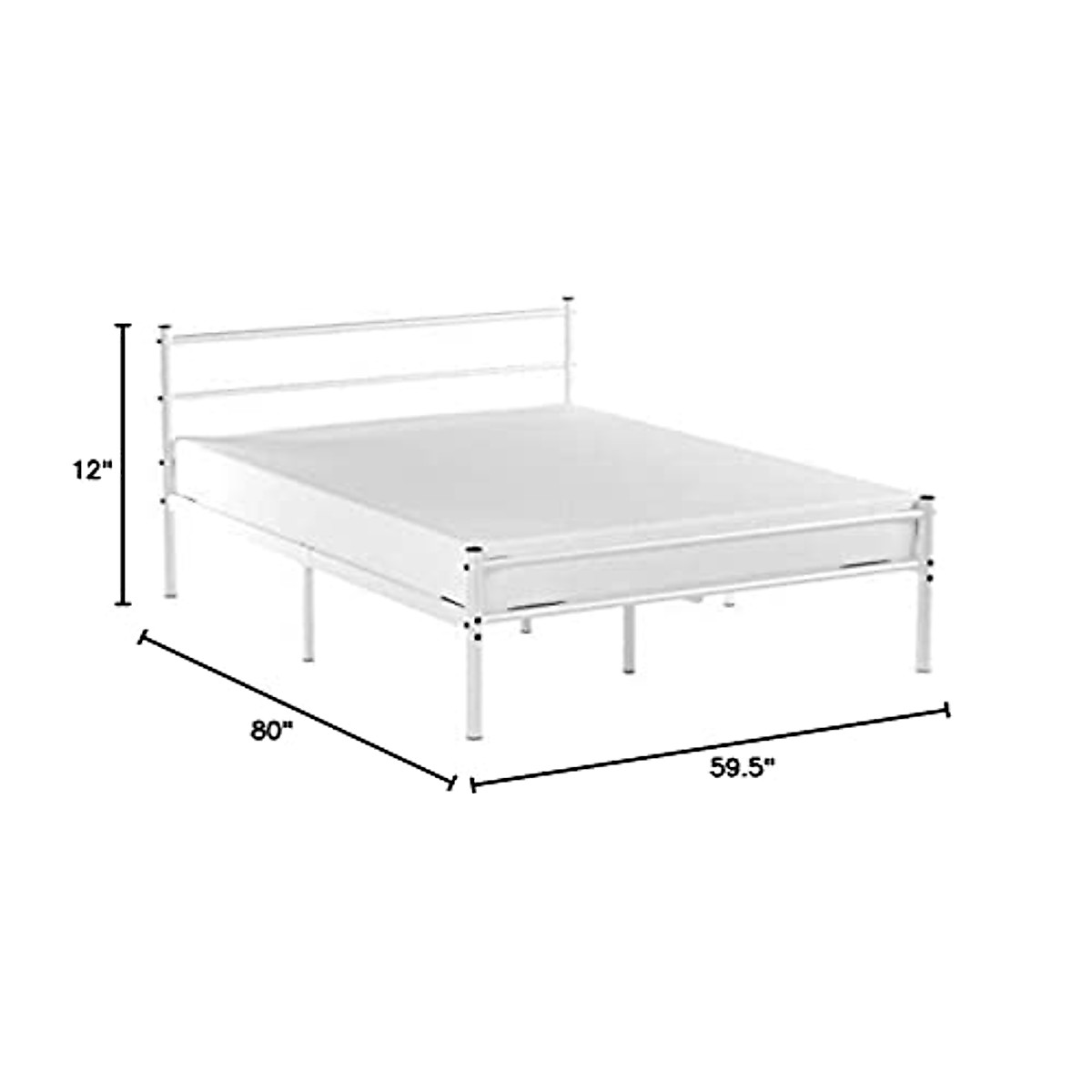 Zinus Geraldine 12 inch White Metal Platform Bed Frame with Headboard and Footboard / Premium Steel Slat Support / Mattress Foundation, Queen