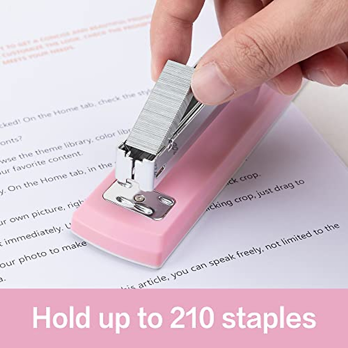 Deli Stapler, Desktop Stapler, Office Stapler, 25 Sheet Capacity, Includes 1000 Staples and Staple Remover, Pink
