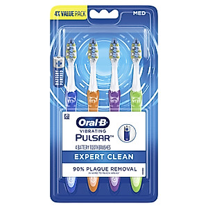 Oral-B Pulsar Expert Clean Battery Powered Toothbrush, Medium, 4 Count