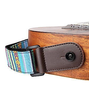 CLOUDMUSIC Ukulele Strap Tenor Concert Soprano Baritone Coloful Hawaii Floral Patterns For Adult Size Kids(National Blue)