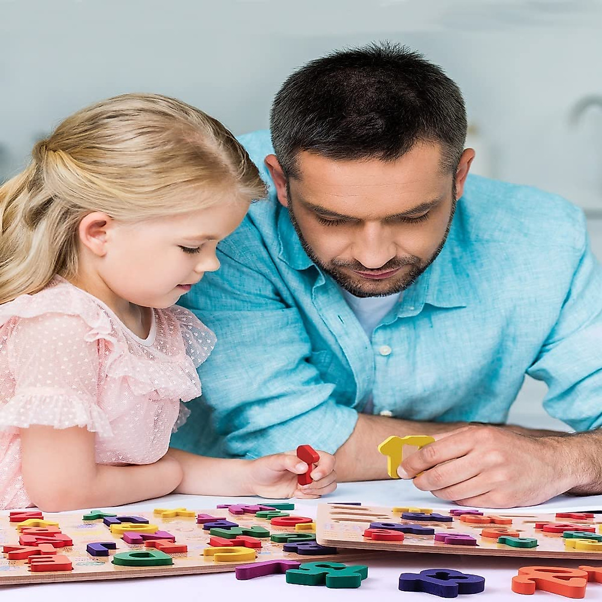 Wooden Puzzles for Toddlers 2 in 1 Wooden Peg Puzzle Set Wooden Alphabet ABC Number Puzzles Board Toddler Preschool Learning Toys for Kids Ages 1-3 Boys Toys Gifts