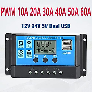 PENCHEN 100A Solar Panel Controller Solar Recharger Controller LCD Display Screen Street Lamp System Recharge Controller PWM Recharge Management Dual USB Output Controller