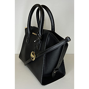 Michael Kors MICHAEL Michael Kors Avril Small Logo Top-Zip Satchel bundled with Trifold Wallet Purse Hook (Black)