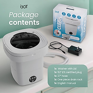 iJoy Portable Washing Machine Large Capacity Mini Portable Washing Machine for Dorms, Apartments and Hotels - Deep Cleaning Small Washing Machine for Underwear and Small Clothes. (White 12L)