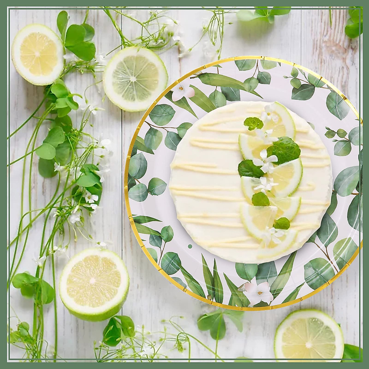 Gender Neutral Baby Shower Plates and Napkins for 25 Sage Green Party Decorations Boy Girl Birthday Bridal Shower Floral Wedding Gold Green Decor Greenery Safari Jungle Theme Boho chic Party Supplies