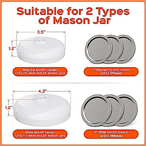 WOEHOL Electric Mason Jar Vacuum Sealer, Cordless Mason Jar Sealer Vacuum Kit for Wide Mouth & Regular Mouth Mason Jar, Vacuum Sealer Bags and Vacuum Seal Containers.