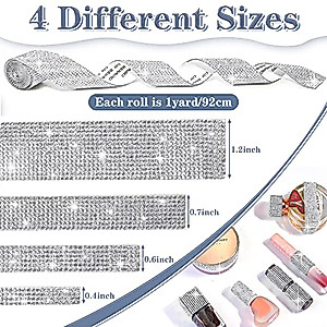8 Rolls Rhinestone Ribbons,Cludoo 8 Yard Silver Self Adhesive Rhinestone Ribbon, Bling Crystal Diamond Ribbon Roll Wrap Glittering Rhinestones Sticker for Decoration Car DIY Arts Crafts Wedding (Sliver)