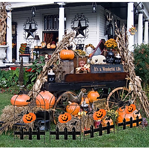 Gift Boutique Decorative Halloween Metal Cemetery Garden Fence 4 Pack Fall Panel Border Edge Picket Gate Fencing Yard Patio Lawn Landscape Gardening Outdoor Decor