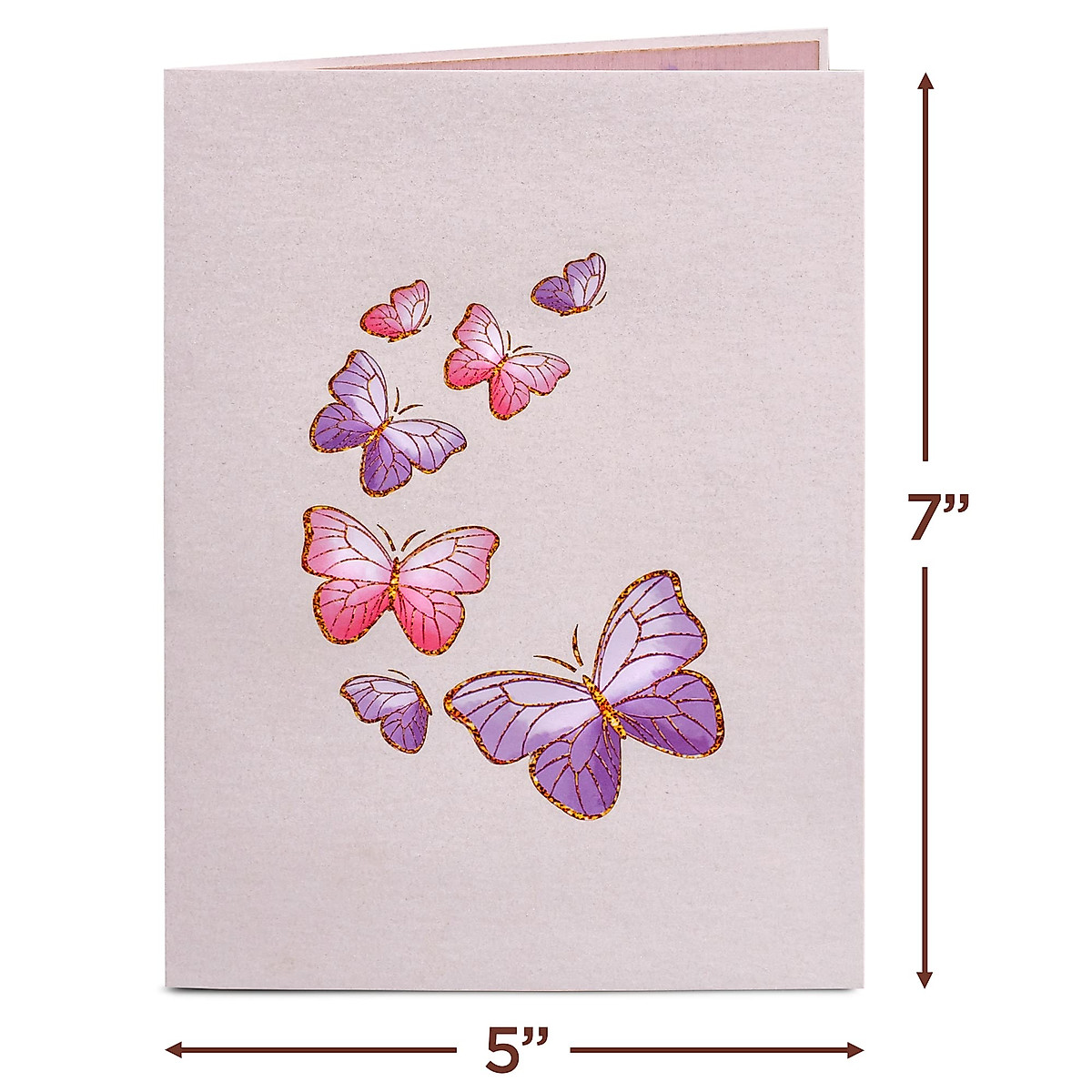 Paper Love Butterfly Birthday Cake, 3D Pop Up Birthday Card, For Adults or Kids - 5"x7" Cover - Includes Envelope and Note Tag