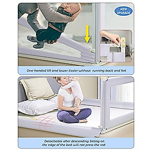 Bed Rails for Toddlers 59" L, Toddler Bed Rails with Breathable Fabric, Infant Safety Bed Guardrail, Bed Rail for Twin Bed, Bed Safety Rails for Children (Gray-One Side)