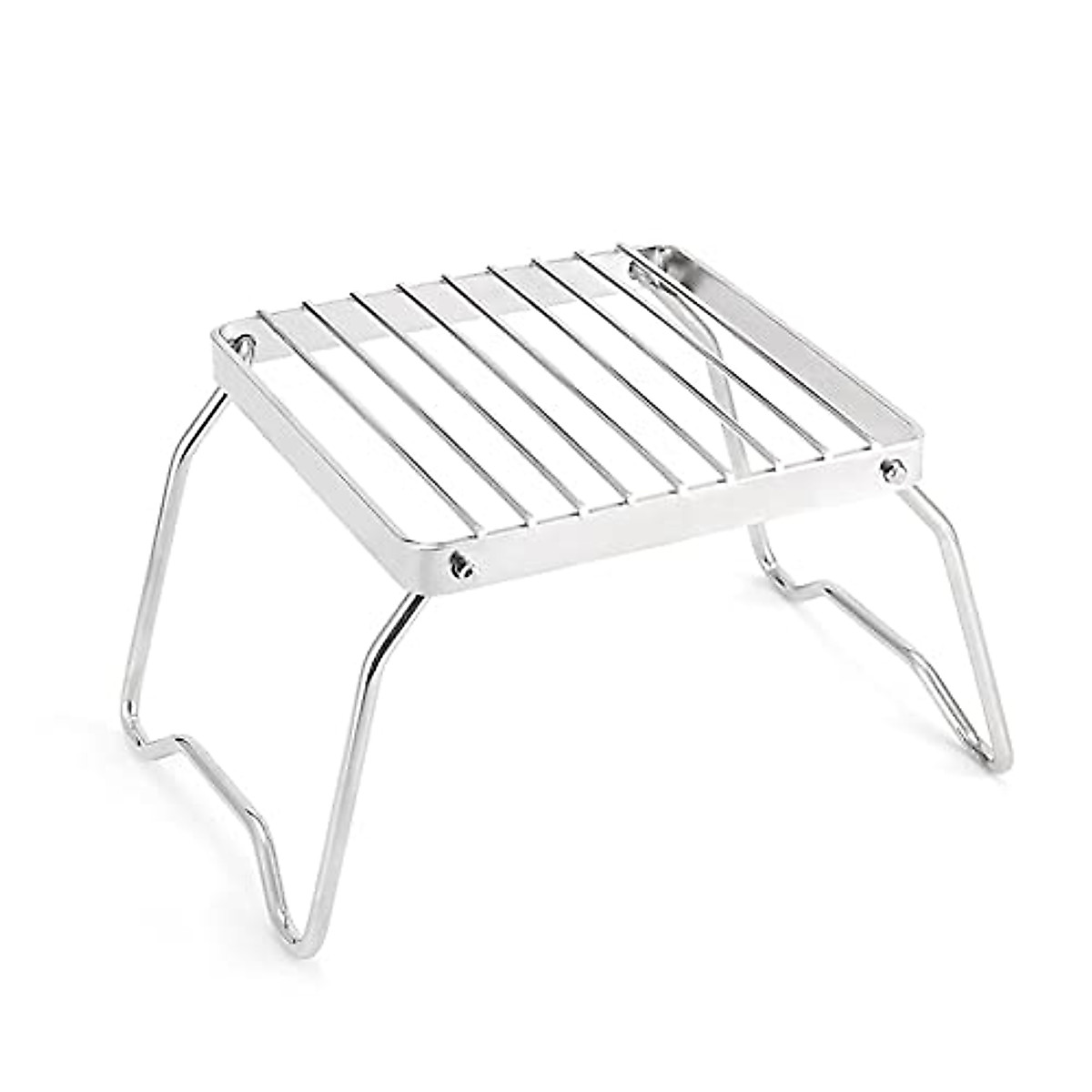 Outdoor Camping Portable Folding Burner Stove Stand Bracket, Folding Campfire Grill, Stainless Steel Cooking Grate with Adjustable Legs, BBQ Grill Holder for Camping Hiking Backpacking Striped