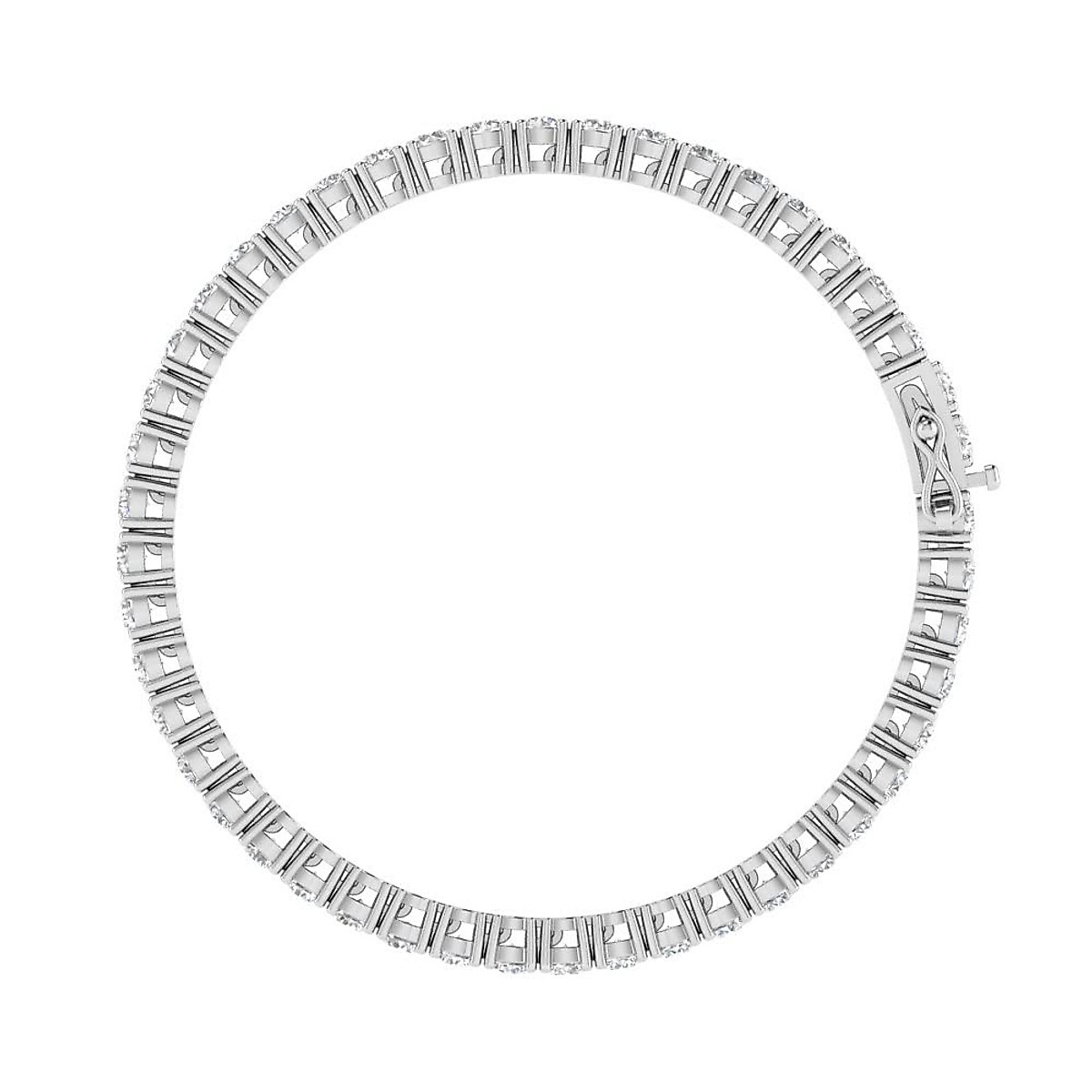 TwoBirch 18k White Gold Plated Tennis Bracelet 3MM with Round Moissanite (Sterling Silver, Size 7.5, 5.7 CT DEW)