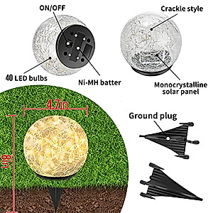Solar Lights Outdoor, 2 Pack 40 LED Cracked Glass Solar Garden Lights, Waterproof Solar Ground Lights for Yard, Patio, Walkway, Lawn, Pathway, Solar Outdoor Decorative Lights (4.7 Inch, Warm White)