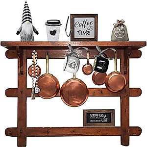 8 Pieces Coffee Bar Decor Sign Farmhouse Tiered Tray Decors,Coffee Wooden Sign Mini Coffee Mug Wooden Beads Garland for RusticTiered Tray Kitchen Table Decoration
