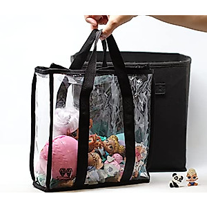 MiniOwls Bin and Chest Organizing Bags - Waterproof Clear Plastic Travelling Pouch. Storage for Toys, Kids Books, Balls, Blocks and Games (12x12 Set of 3)