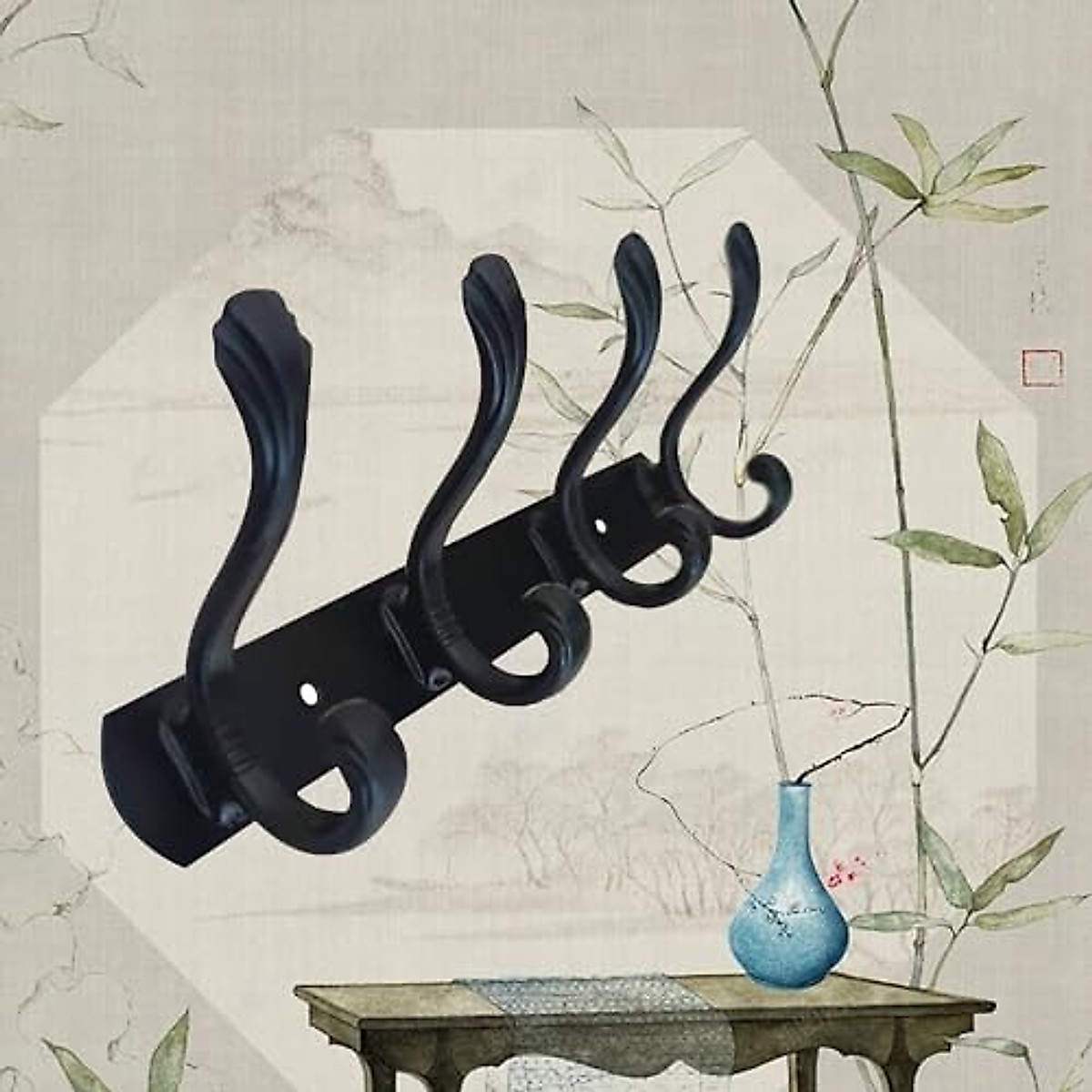 AOLZUNK Wall Mount Coat Rack, Stainless Steel Rack with 4 Hooks for Hanging Coats Towels Keys for Kitchen, Bathroom,