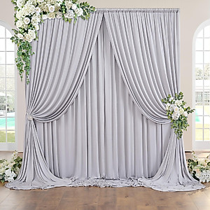 10ftx10ft Silver Wrinkle-Free Backdrop Drapes, Not See-Through Silver Polyester Background Curtains Backdrop Decorations for Party