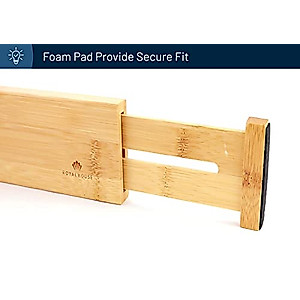 RoyalHouse Adjustable Bamboo Drawer Dividers Organizers, Expandable Drawer Separators for your Kitchen, Bedroom, Bathroom, Dresser, Office, and More (8 pieces)
