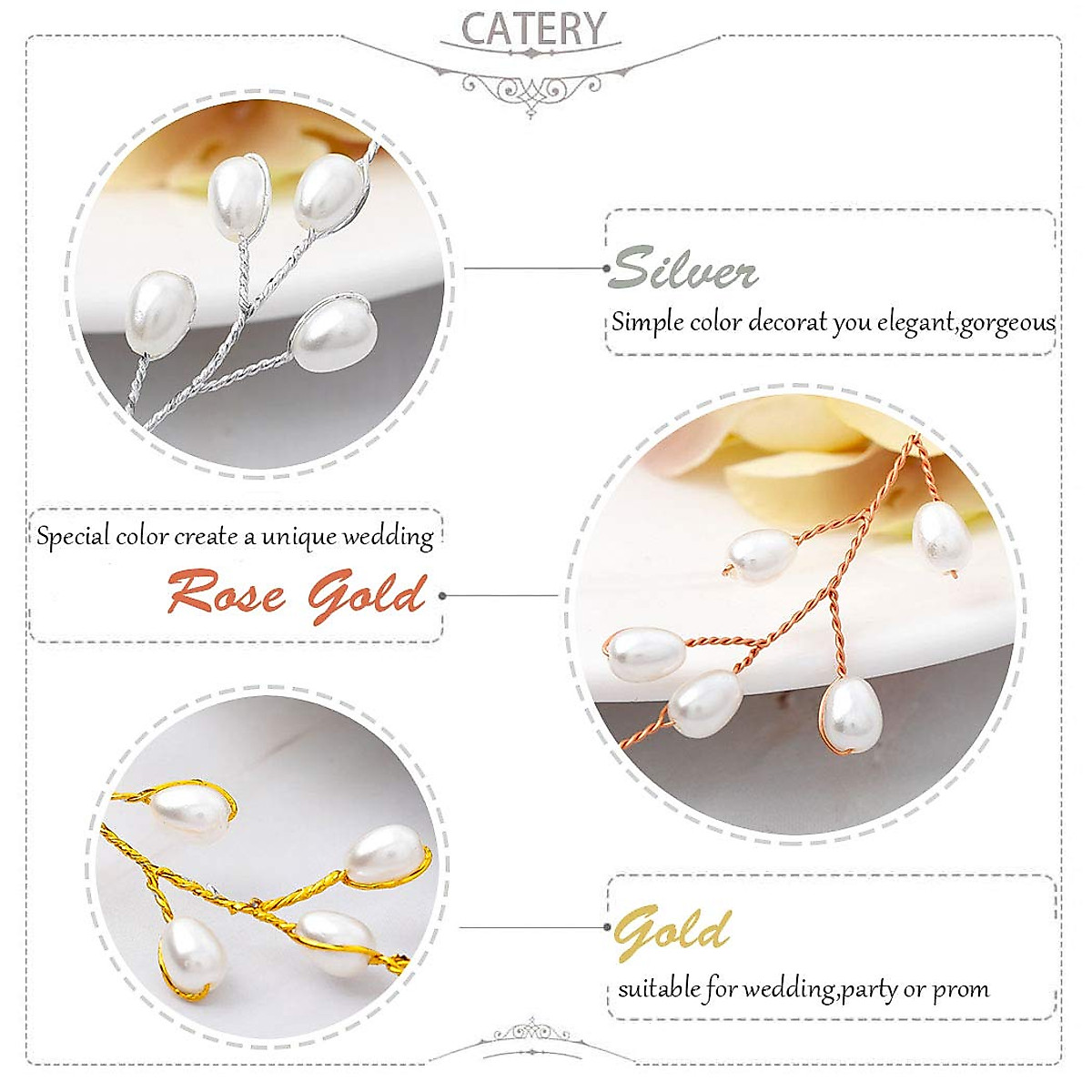 Catery Bride Wedding Headband Pearl Hair Vine Braid Headpieces Bridal Hair Accessories for Women(Sliver)