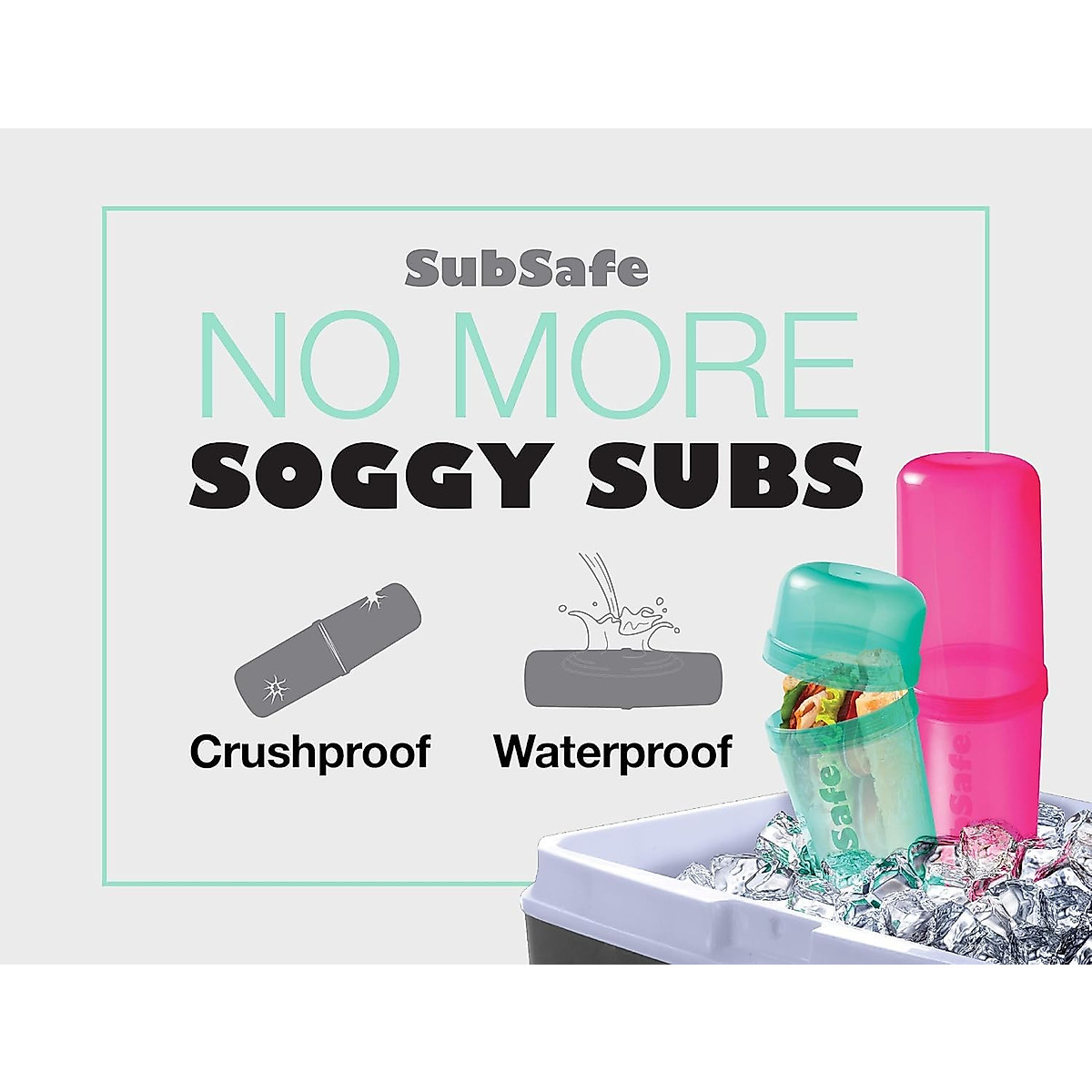 SubSafe Sub Sandwich Waterproof Food Storage Container, BPA-Free Plastic,Neon Purple with Glitter
