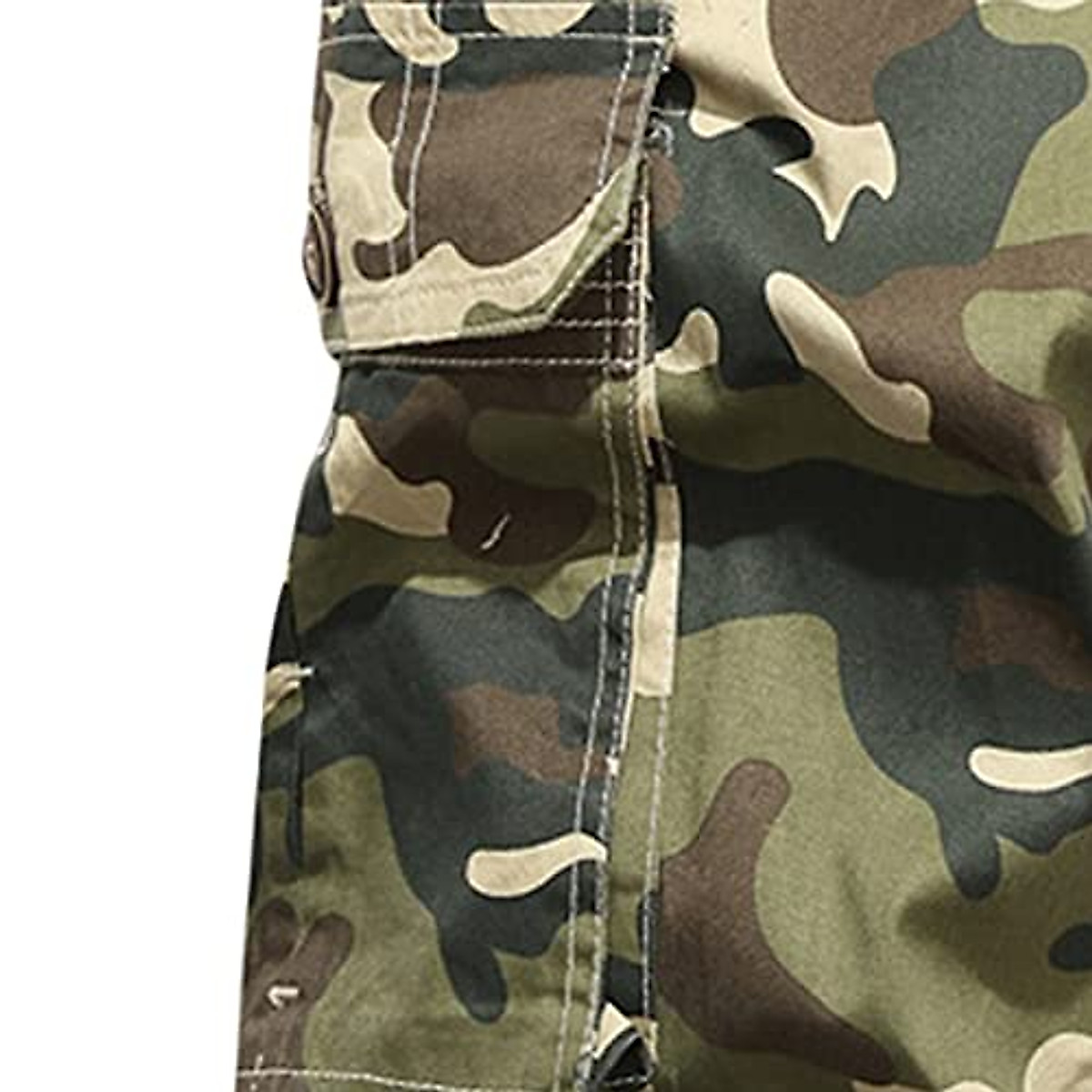 Men Camo Cotton Cargo Shorts Camouflage Outdoor Multi Pockets Short Relaxed Fit Lightweight Military Short Pants (Khaki,32)