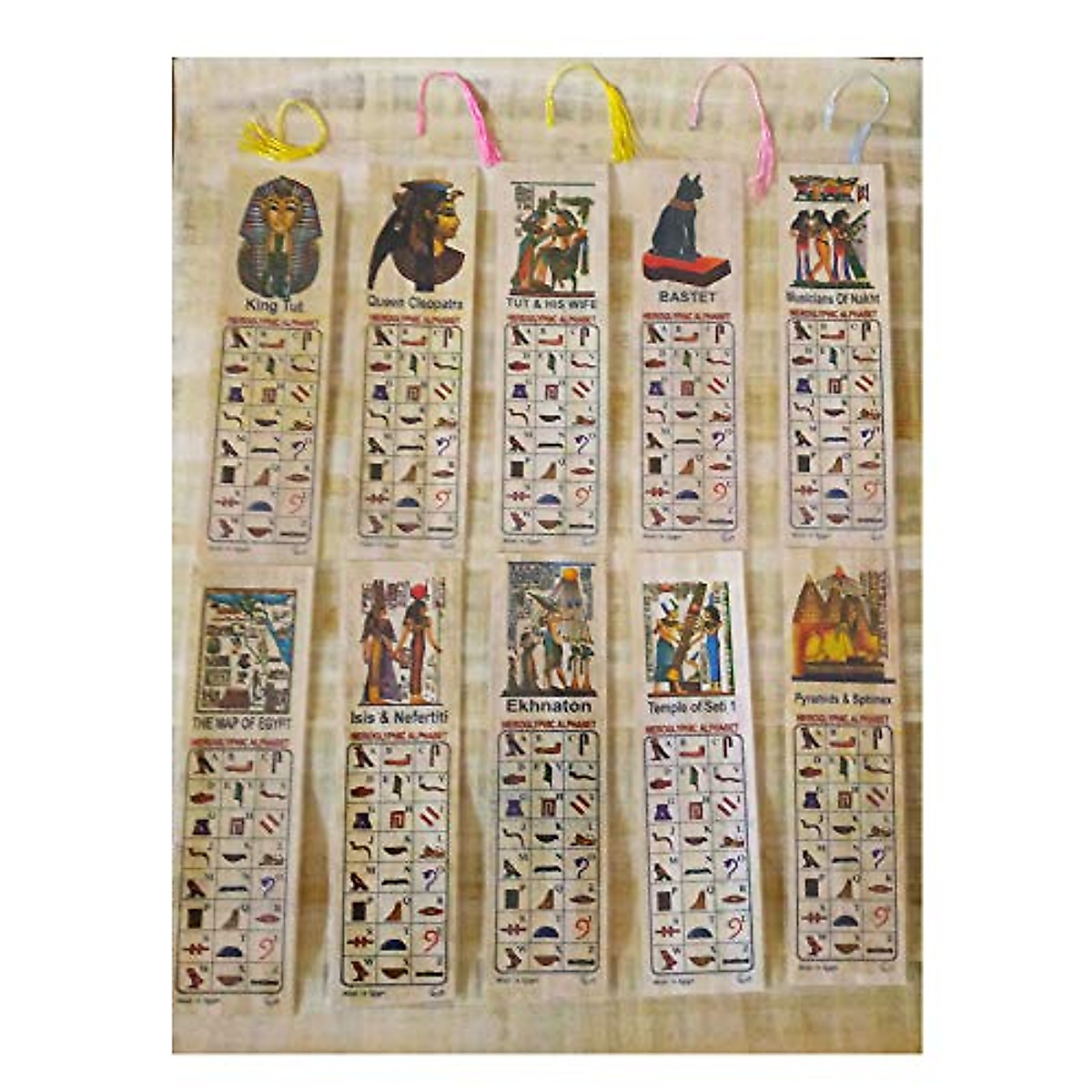 Set of 10 Large Egyptian Papyrus Book Marks History Educational