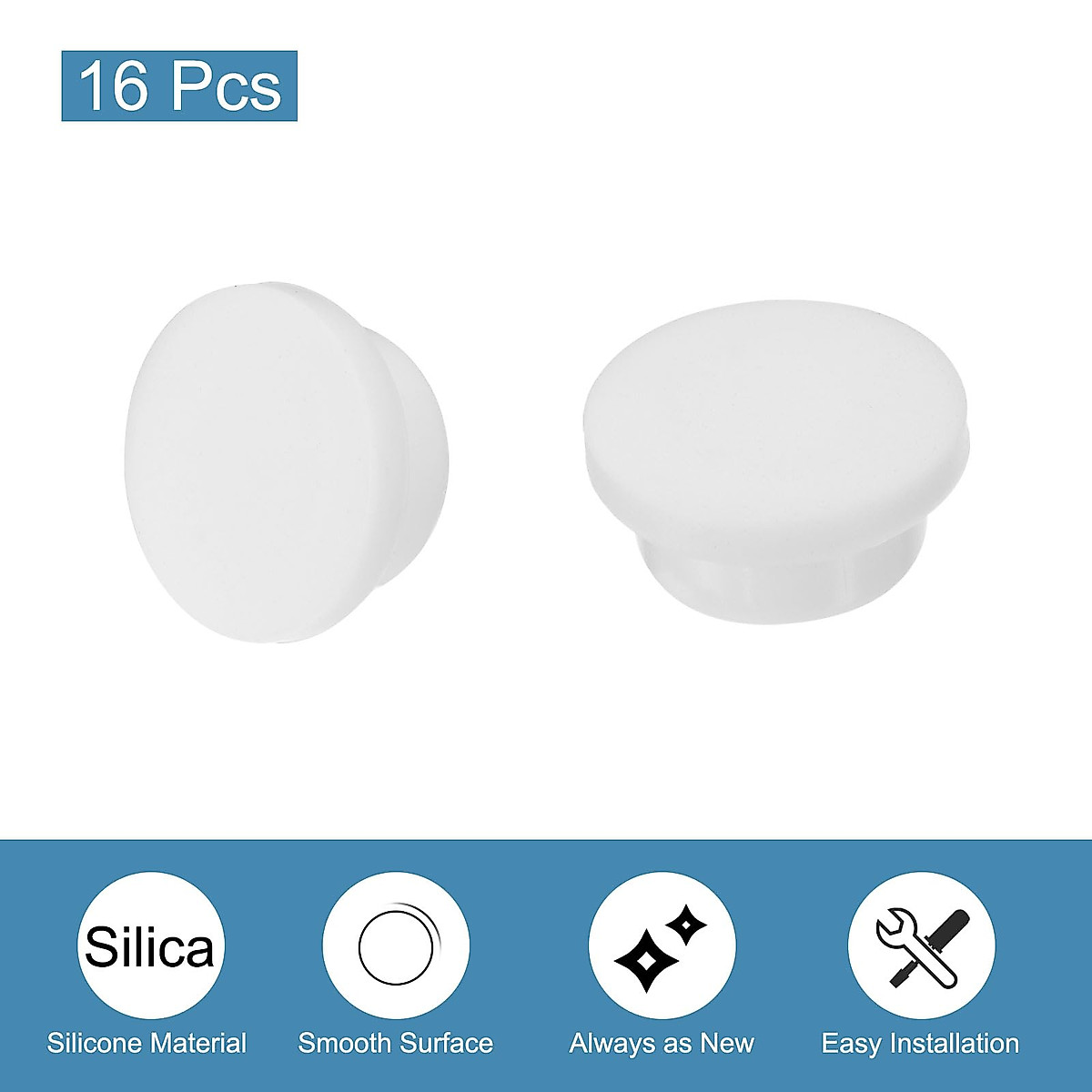 uxcell 16pcs Sink Overflow Rings, Bathroom Kitchen Basin Trim Bath Sink Hole Round Semi-Open Hole Silicone Overflow Drain Cover Insert in Hole (White)