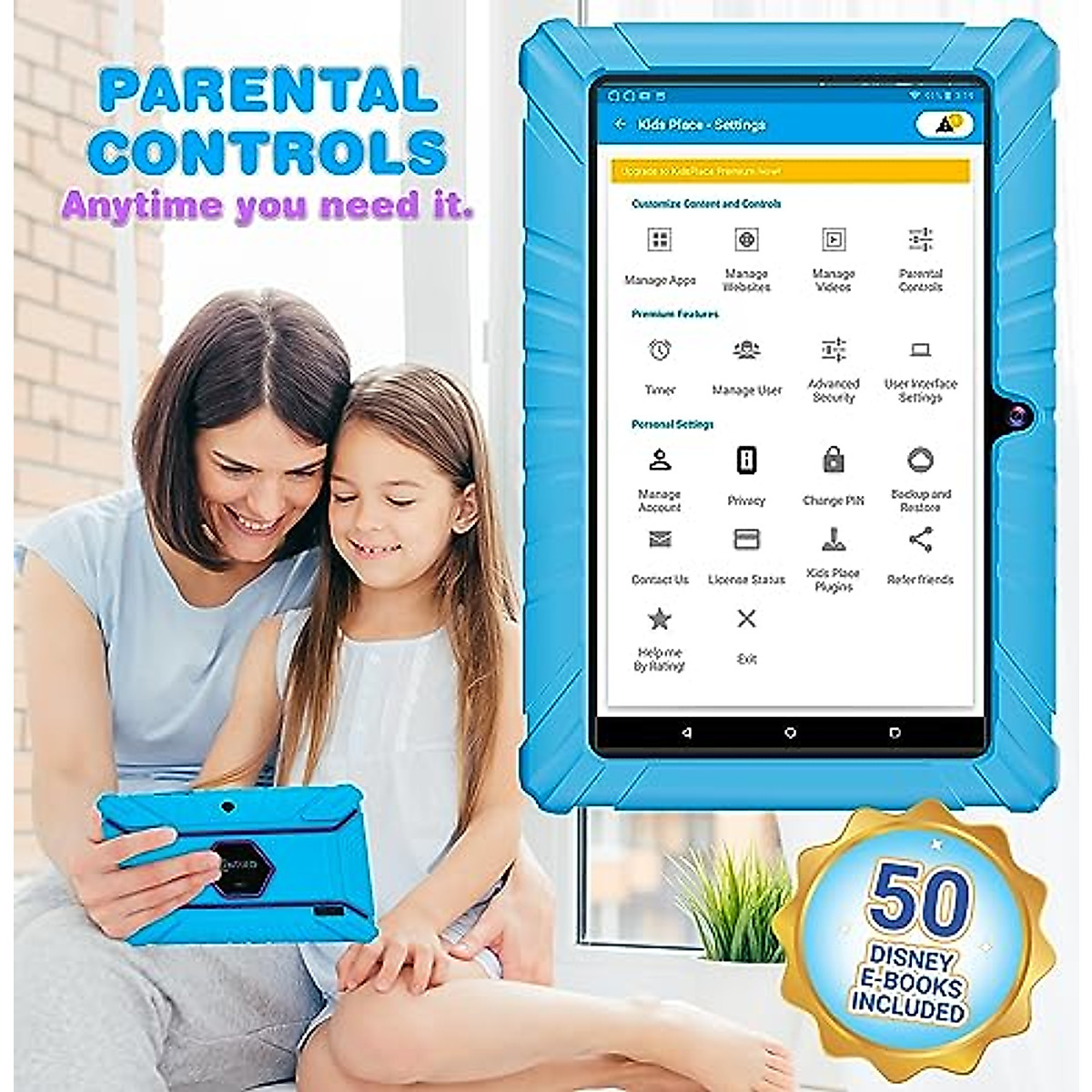 Contixo V8-2 7 inch Kids Tablets - Tablet for Kids with 50+ Disney Storybooks & Stickers (Value $200) - Android Tablet 32 GB HD Display Durable Case & Screen Protector, Light Blue