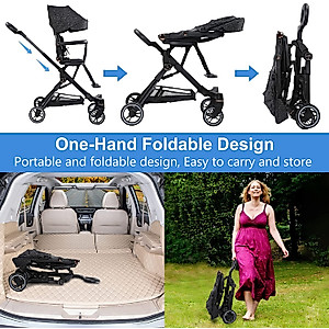 Wheelive Lightweight Stroller for Toddlers, 2-in-1 Stroller for Reversible Seat and Reclinable Backrest, Compact Travel Stroller with Sun Canopy and Adjustable Handles & Storage Basket