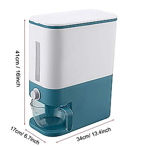 Kitchen Rice Storage Containers - 26Lbs Large Airtight Rice Bucket Grain Storage Bin Cereal Dispenser Container with Measuring Cup -Keep Dry Fresh and Insect Free (Free Silicone Whisk)