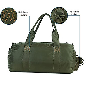 Small Duffle Bag Military Gym Bags 16 Inchs Equipment Bag for Weekender Overnight Tactical Workout Bag Travel Carry On Bag Lightweight with Pockets for Men Women Green