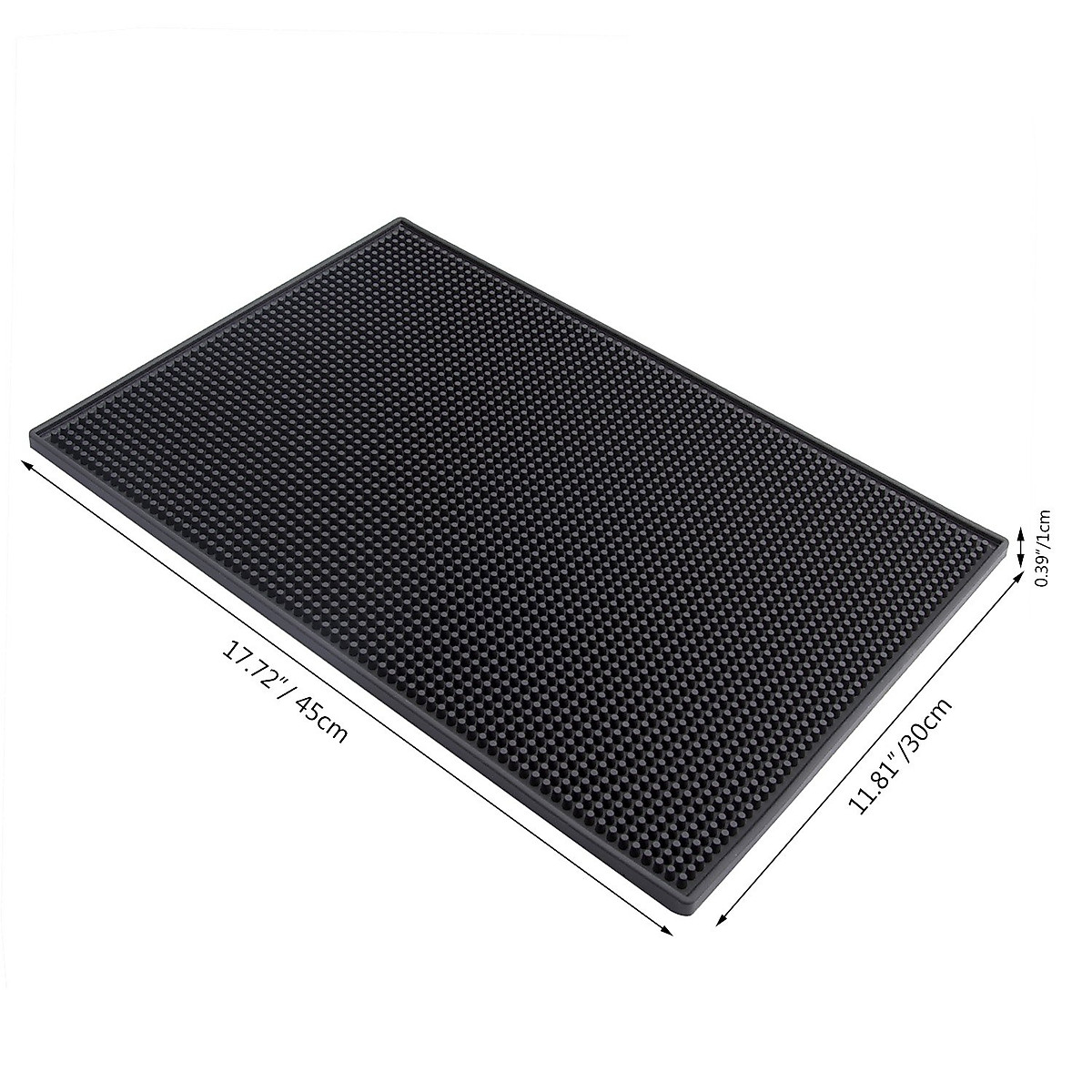 Facmogu 18 x 12 Inch Rubber Bar Mats, Black Heavy Duty Bar Mat PVC Rubber Wet Dish Drying Spill Matting Non Slip Heat Resistant for KTV Bar Glass, Restaurant, Home Counters