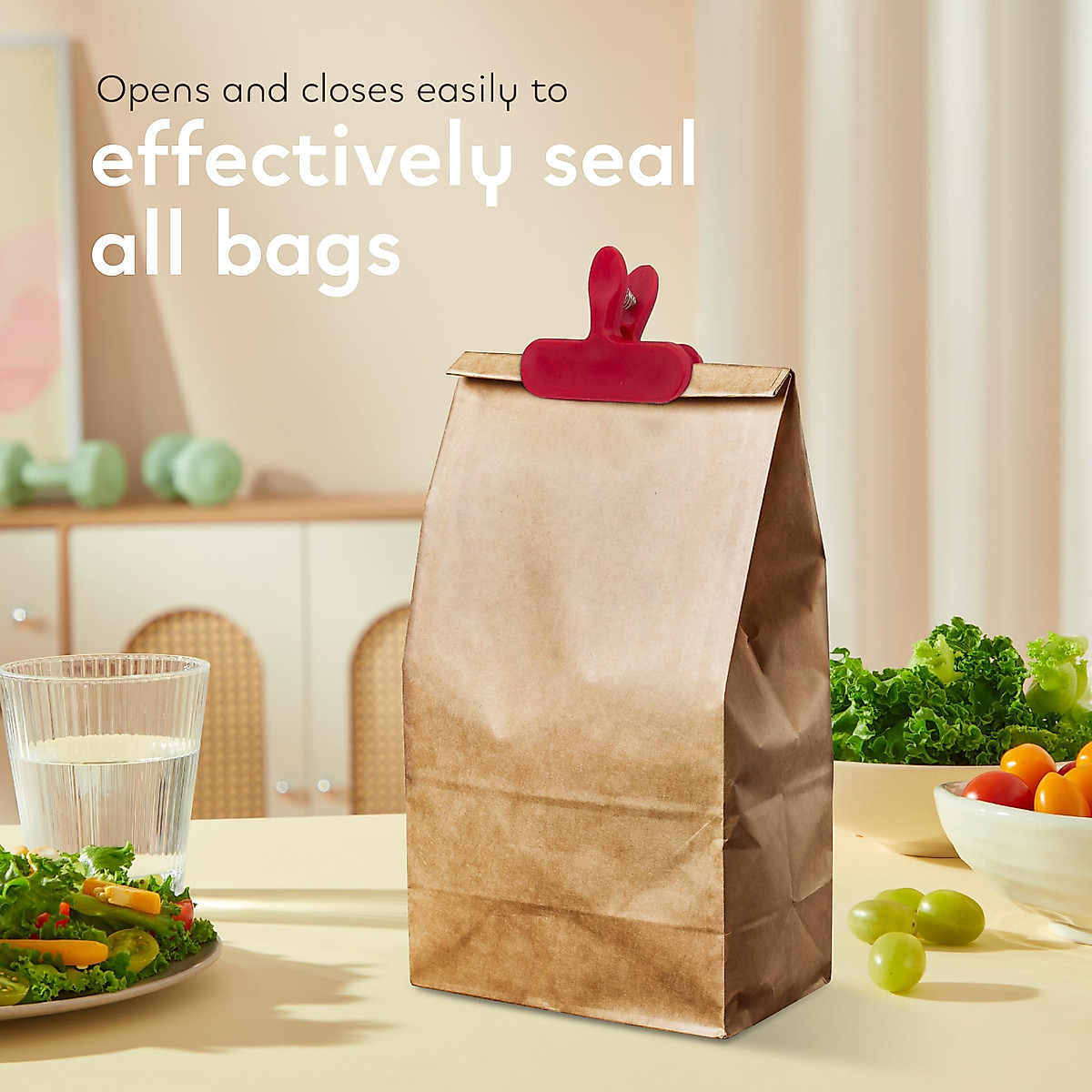 Luciano Housewares Rainbow Bag Clips Set, Colorful Food Storage Plastic Clips for Chips and Other Food Bags, Multicolor, Set of 8