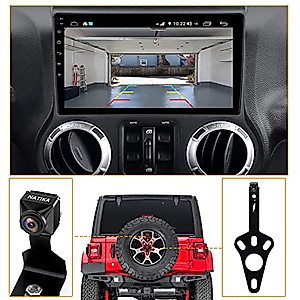 NATIKA Backup Camera for 2007-2018 Jeep Wrangler JK: No Distorted Affect Starlight Night Vision CVBS | AHD Waterproof HD Spare Tire Mount Backup Reverse Rear View Camera for Jeep Wrangler JK 2007-2018