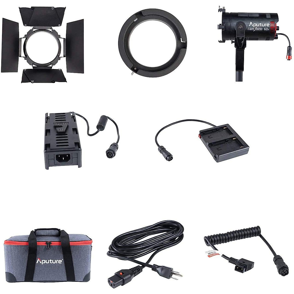 Aputure LS 60d Focusing LED Video Light CRI 95+ TLCI 95+ 50000lux @1m App Control Built-in 8 Lighting FX with Barn Doors for Video Recording,Wedding,Outdoor Shooting