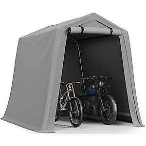 Flamaker Storage Shed 6 x 6 x 7 ft Outdoor Heavy Duty Waterproof Garage Steel Frame Portable Shed with Roll-up Zipper Doors for Motorcycle, Bike, Gardening Tools (Grey)